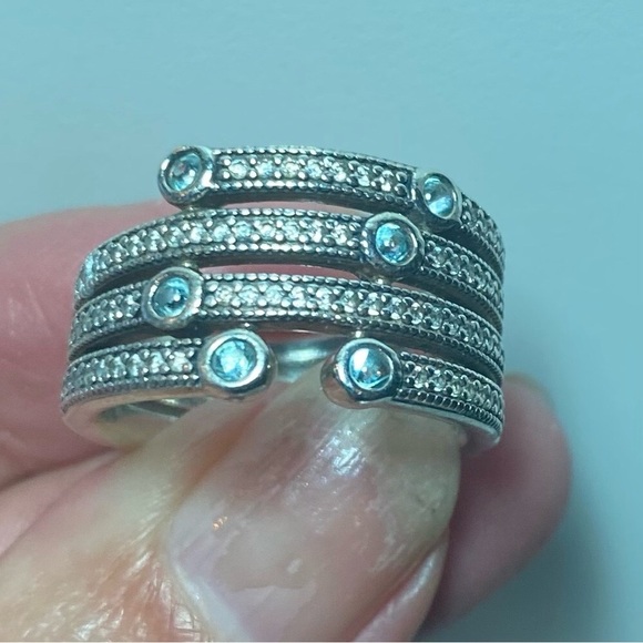 Pandora | Jewelry | Pandora Silver Shimmering Ocean Ring | Poshmark